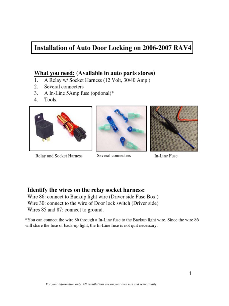 Auto Lock Installation 4.3 | PDF | Fuse (Electrical) | Wire