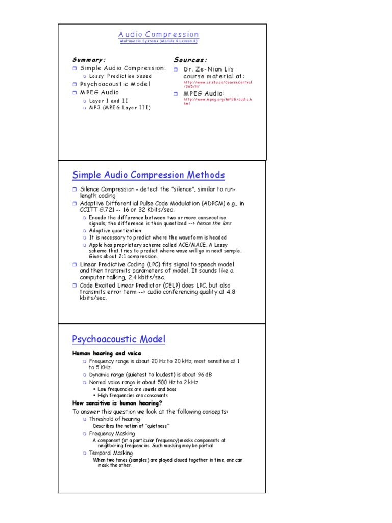 Simple Audio Compression Methods: A Udio Com Pression | Download Free PDF | Sampling (Signal ...