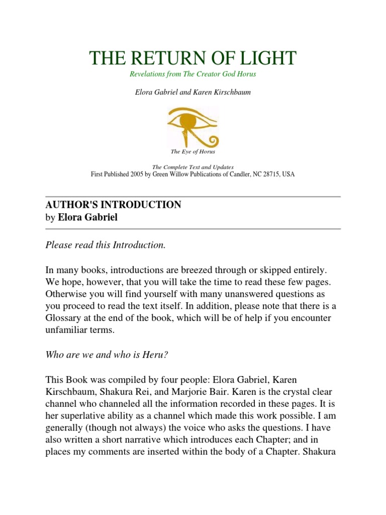 The Return of Light | PDF | Creator Deity | Universe