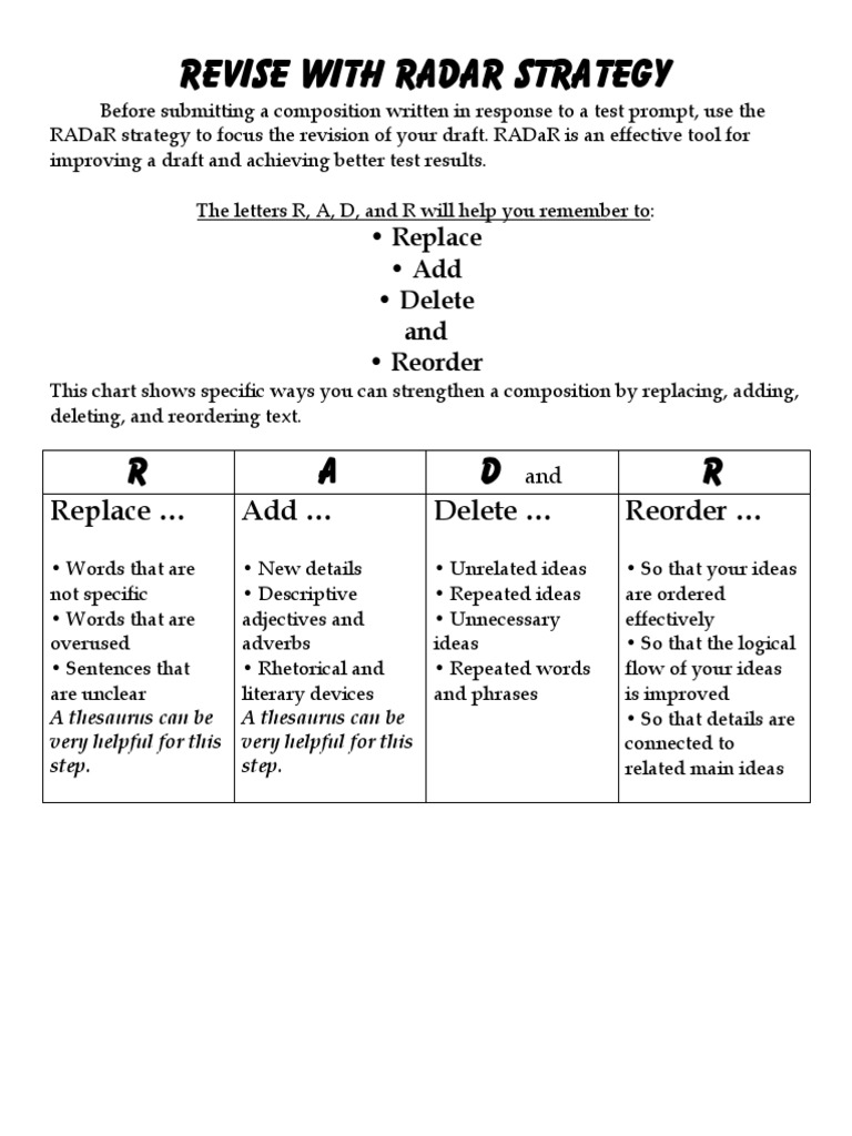 Revise With Radar Strategypdf | PDF