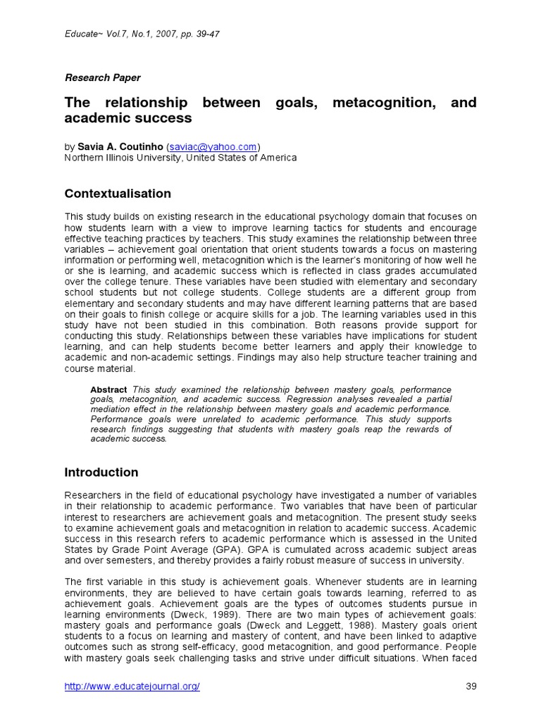 Savia A Coutinho | PDF | Linear Regression | Metacognition