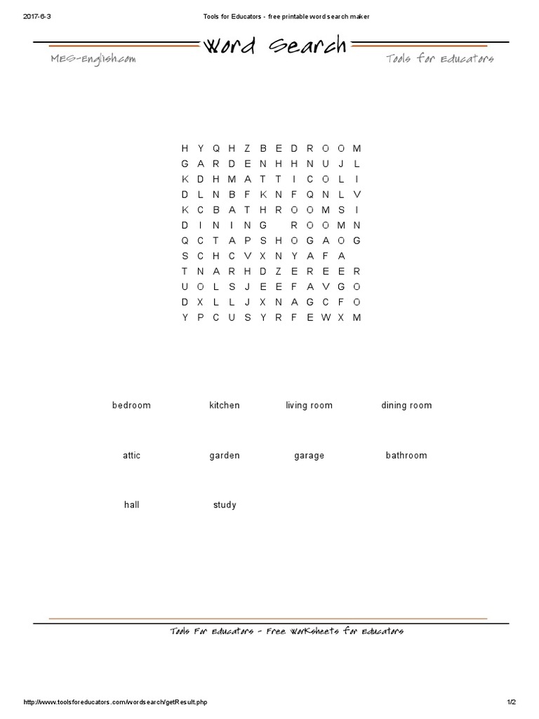 Parts of the House Word Search | PDF | Room | Word Puzzles