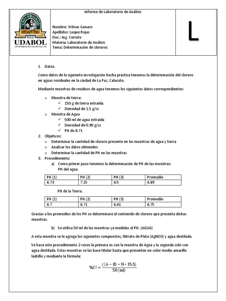 Informe De Laboratorio De Análisis