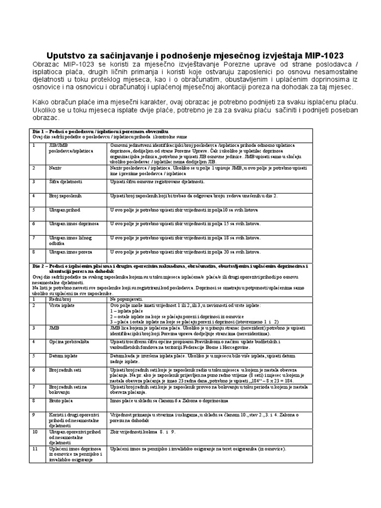 Uputstvo Za MIP - 1023 | PDF