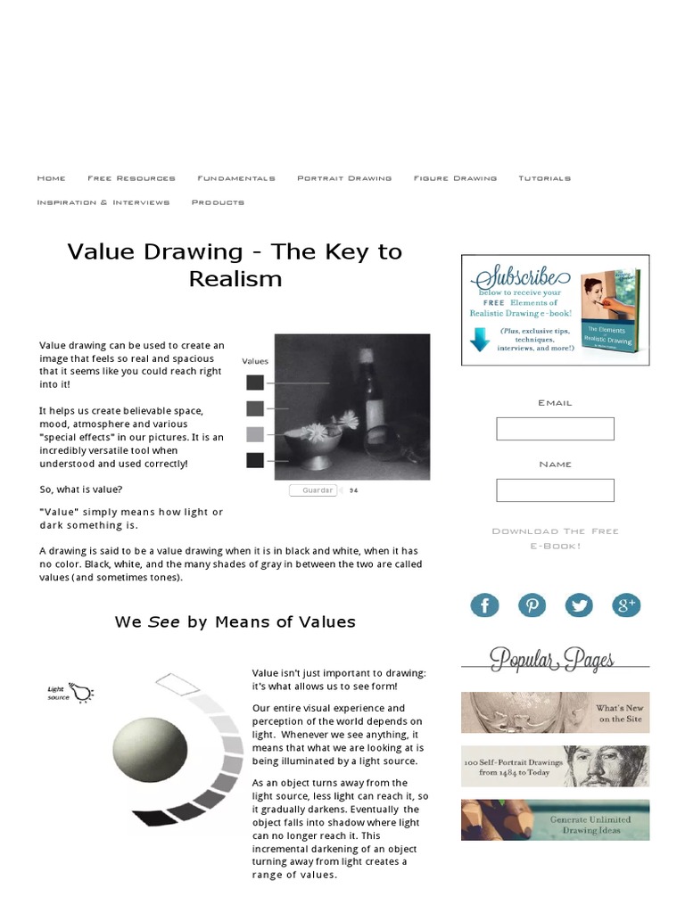 Value Drawing - The Key To Realism: We See by Means of Values | PDF ...