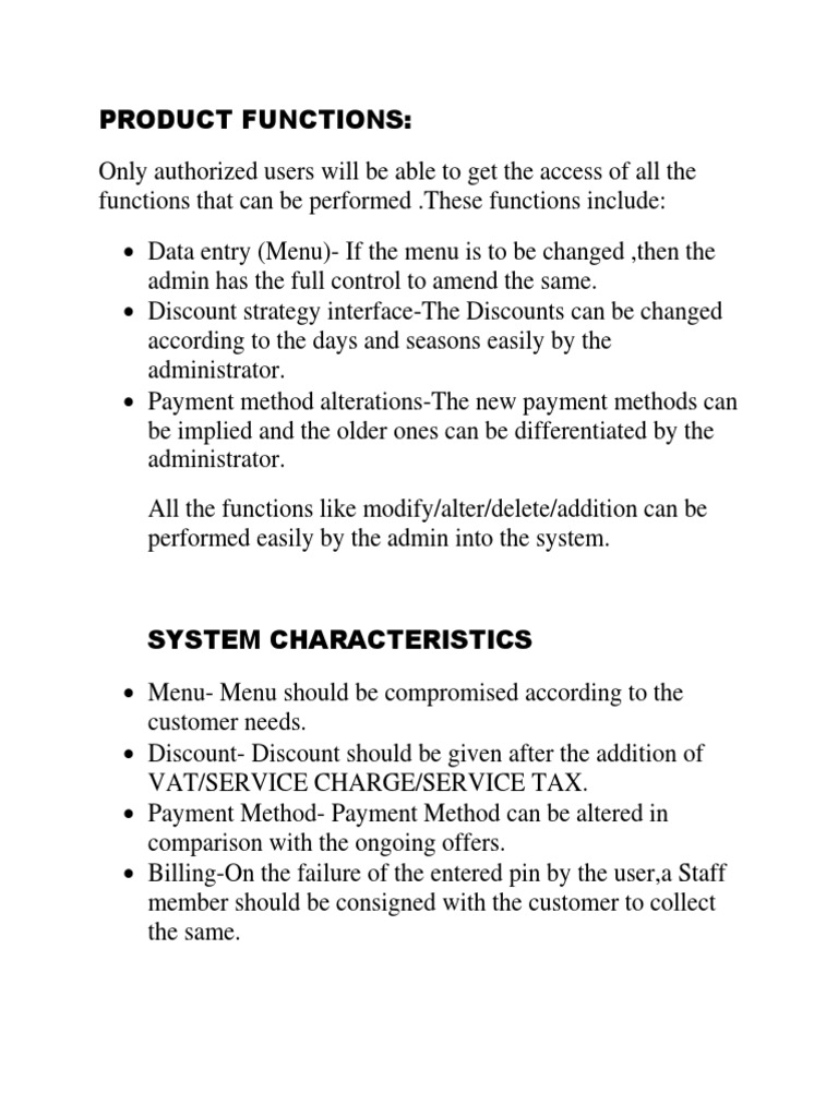 Product Functions | PDF