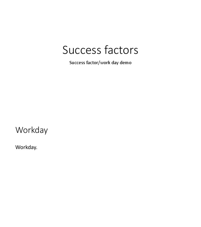 Success Factors in Workday Demo | PDF