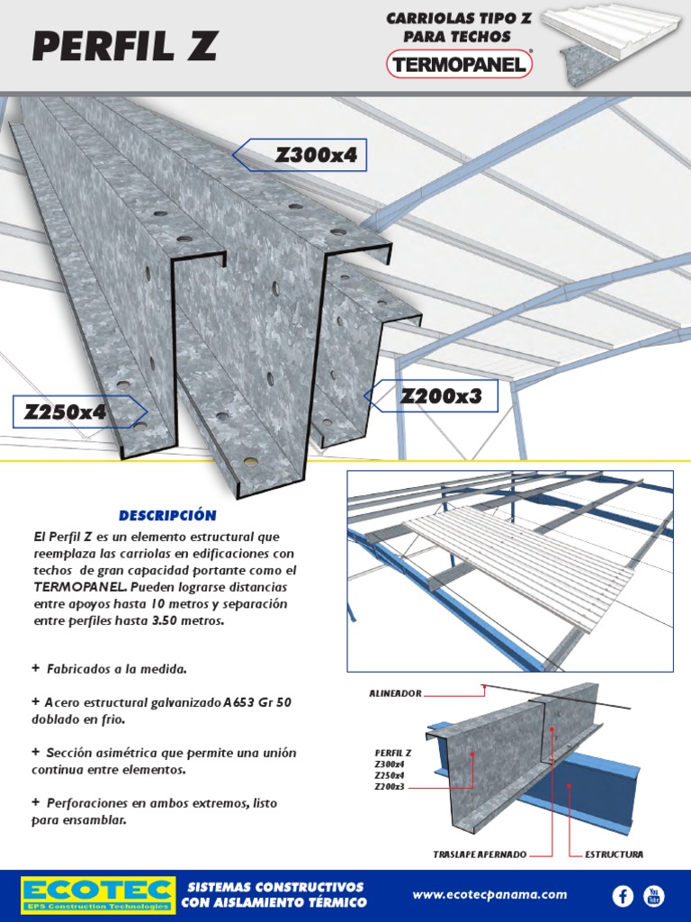 Perfil Z: Estructura y Usos en Techos | PDF | Ingeniería estructural ...