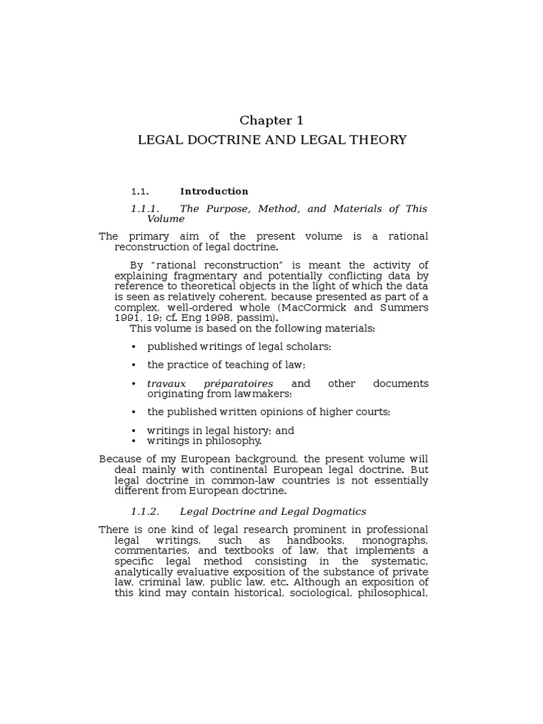 Legal Doctrine and Legal Theory: 1.1.1. The Purpose, Method, and ...