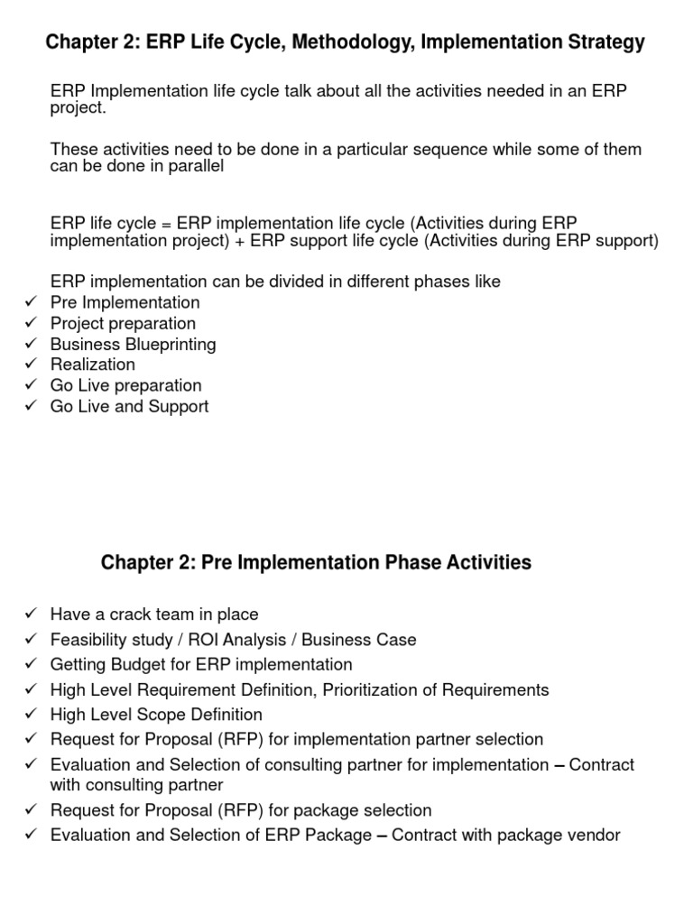 Section 2 - Chapter 2 - ERP Implementation - Life Cycle, Methodology and Strategy - Teaching Aid ...