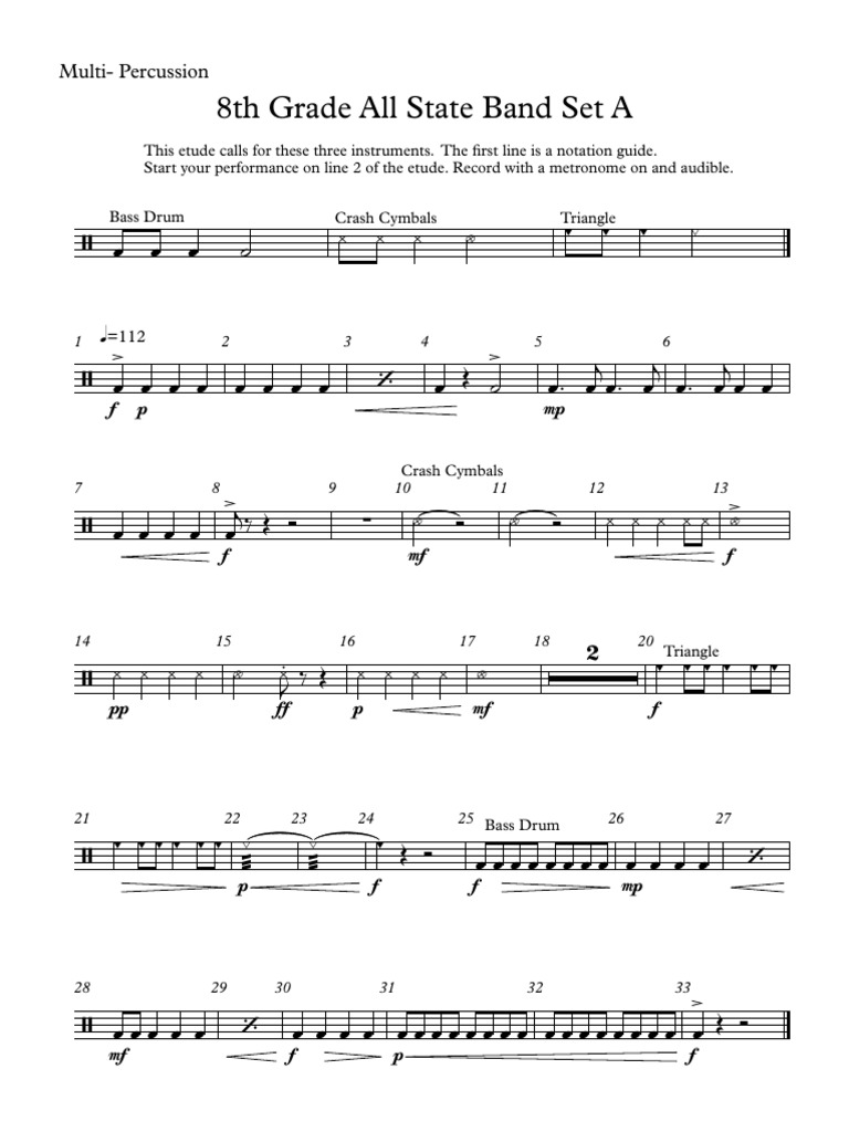 8th Grade All State Band Set A: Multi-Percussion | PDF | Musical ...