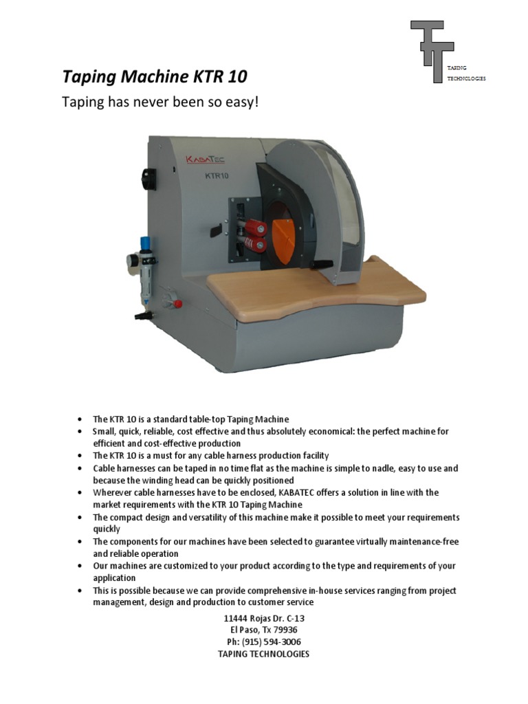 KTR 10 Taping Machine Overview | PDF | Computers | Technology & Engineering