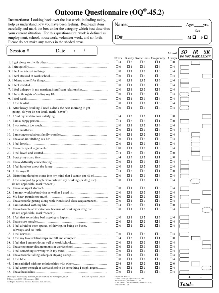 OQ-45.2_Adult.pdf | Psychology & Cognitive Science