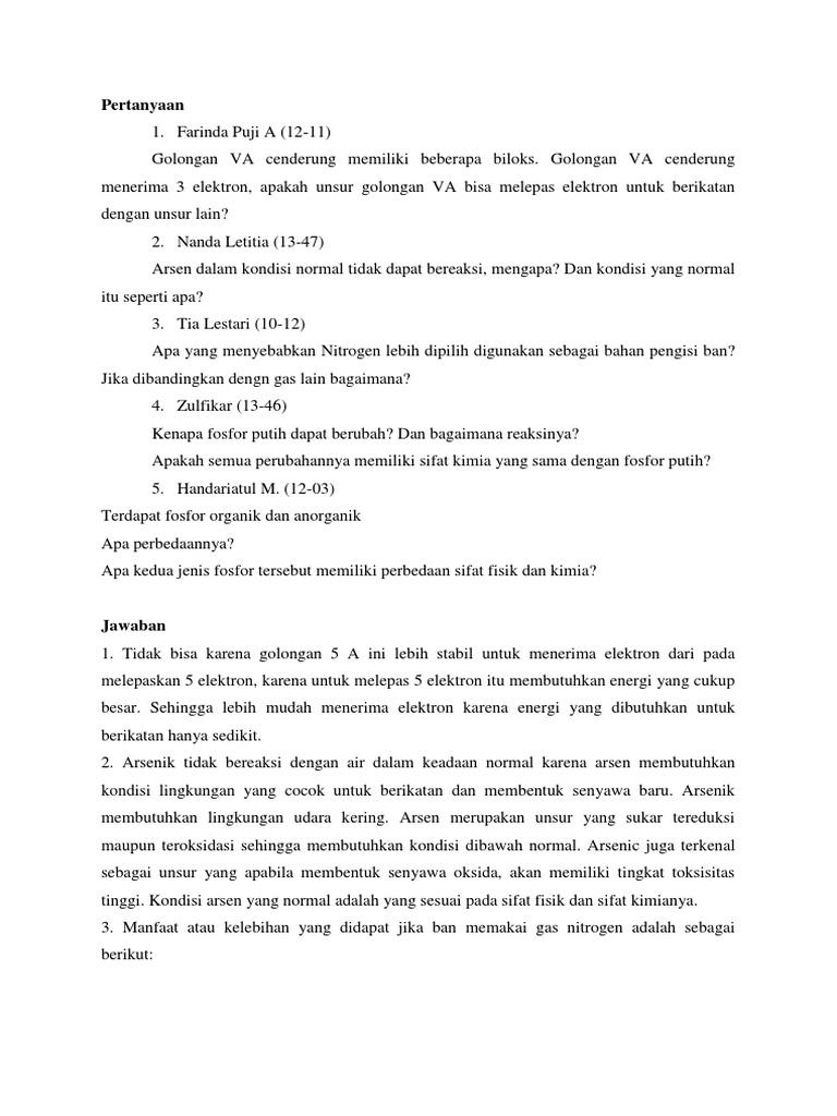 Jawaban Dan Pertanyaan Klompok 5 | PDF