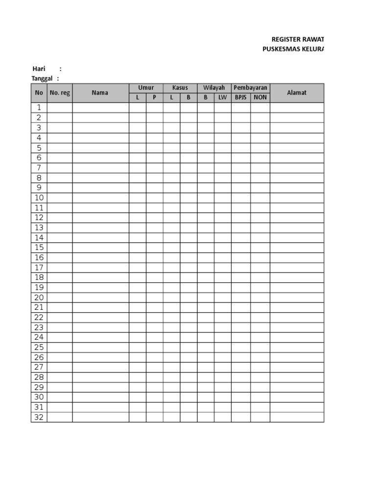Contoh Form Register Rajal | PDF