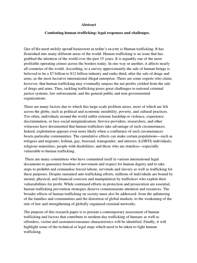 Abstract On Anti Human Trafficking | PDF | Human Trafficking | Black Market