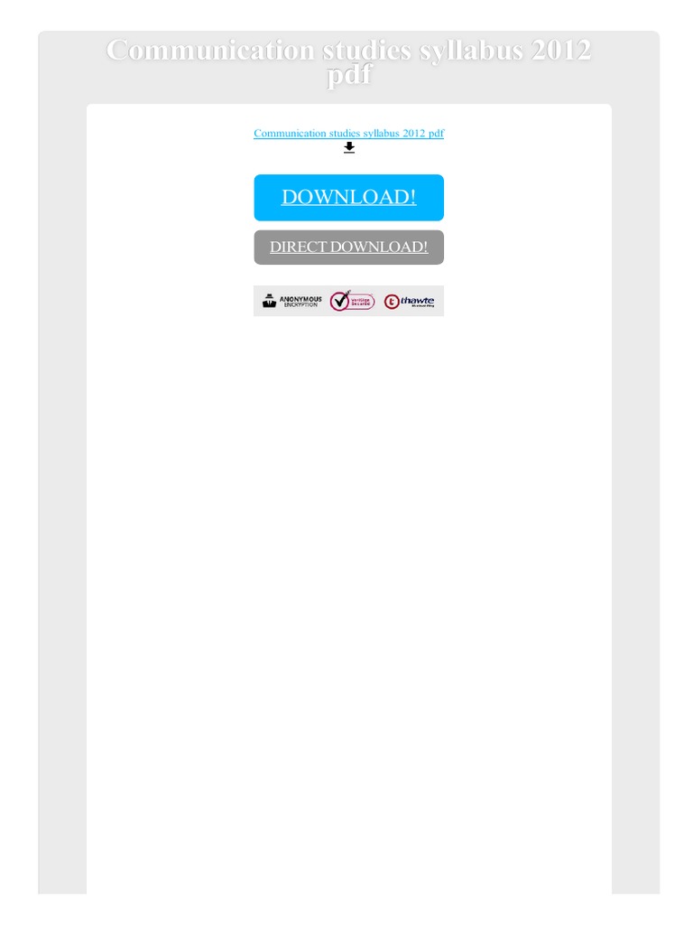 Communication Studies Syllabus 2012 PDF | PDF | Behavior Modification ...