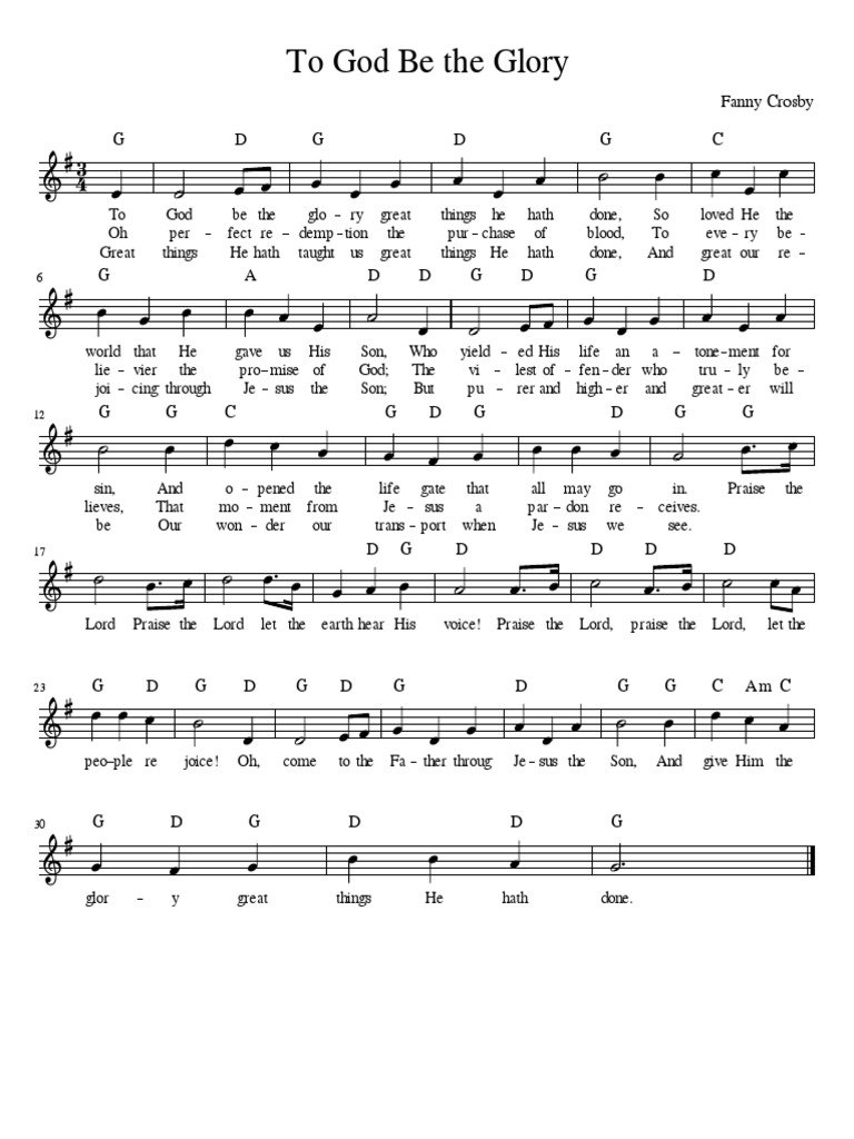 To God Be The Glory (G) | PDF