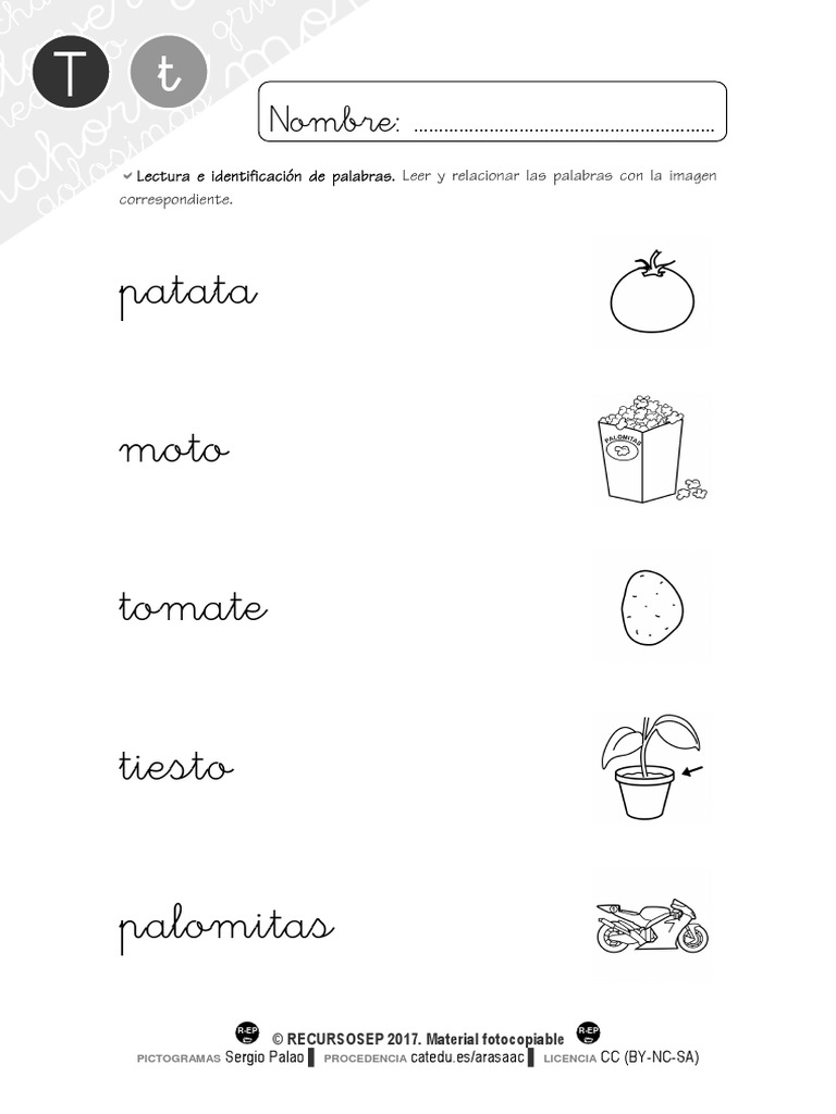 Cartilla Lectura Recursosep Letra T Fichas | PDF