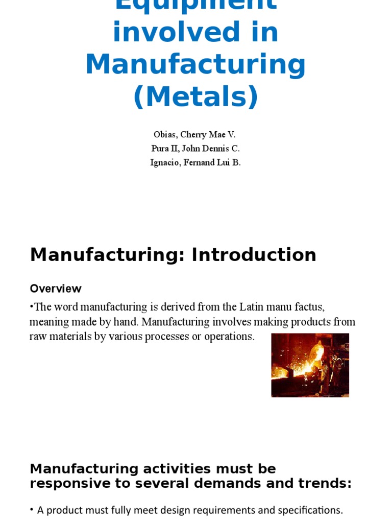 Manufacturing Processes and Equipment Overview | PDF | Casting ...