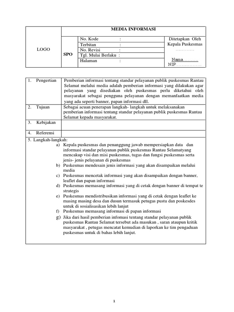 Sop Media Informasi | PDF