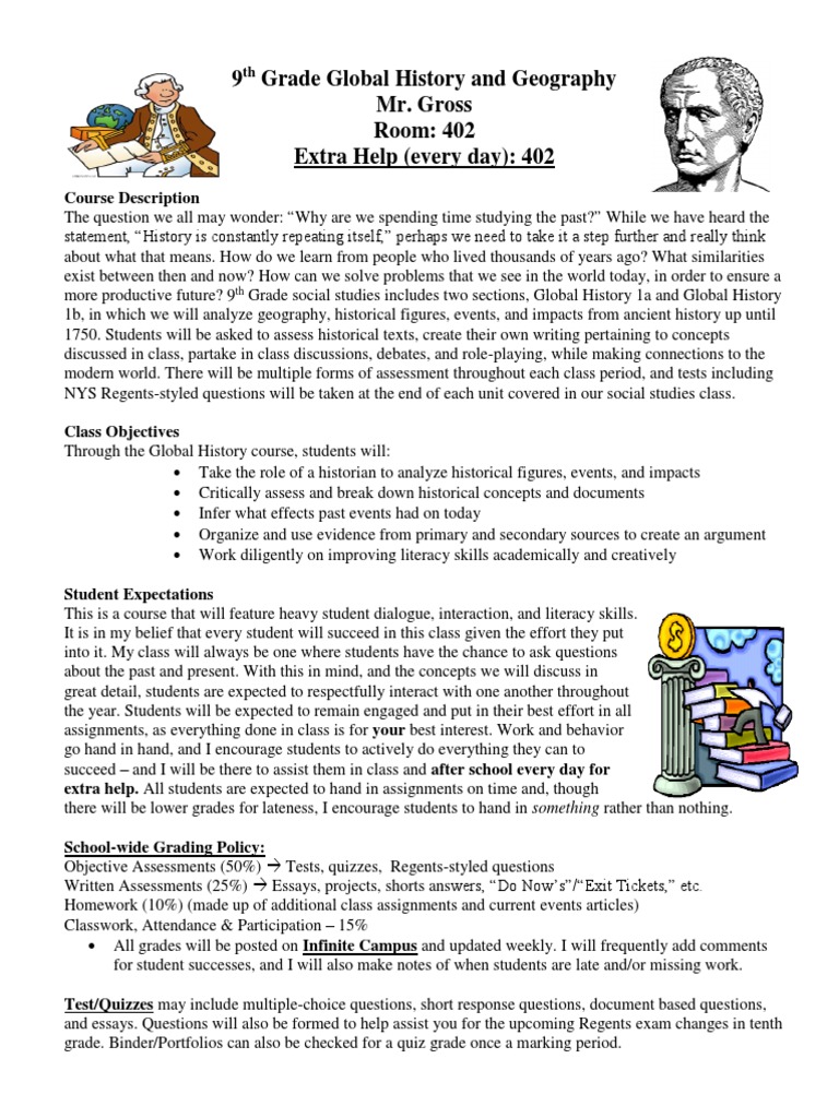 9 Grade Global History and Geography Mr. Gross Room: 402 Extra Help ...