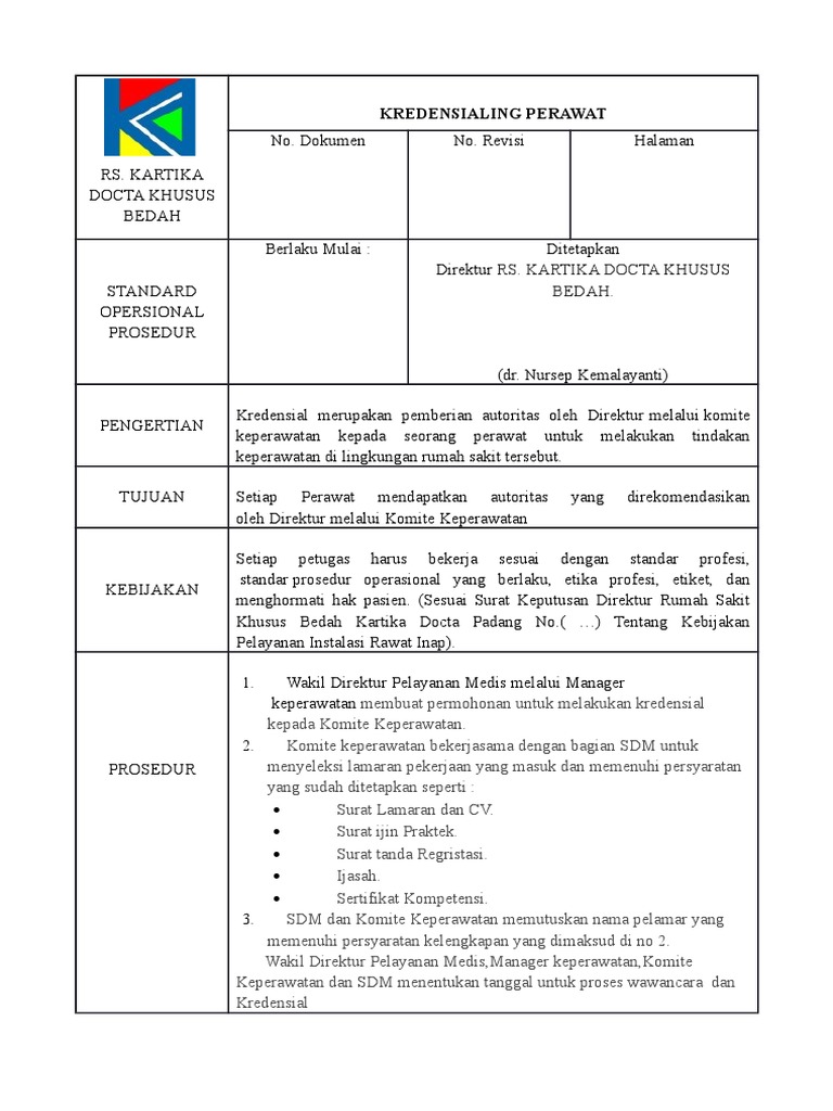 SOP Kredensial Perawat | PDF