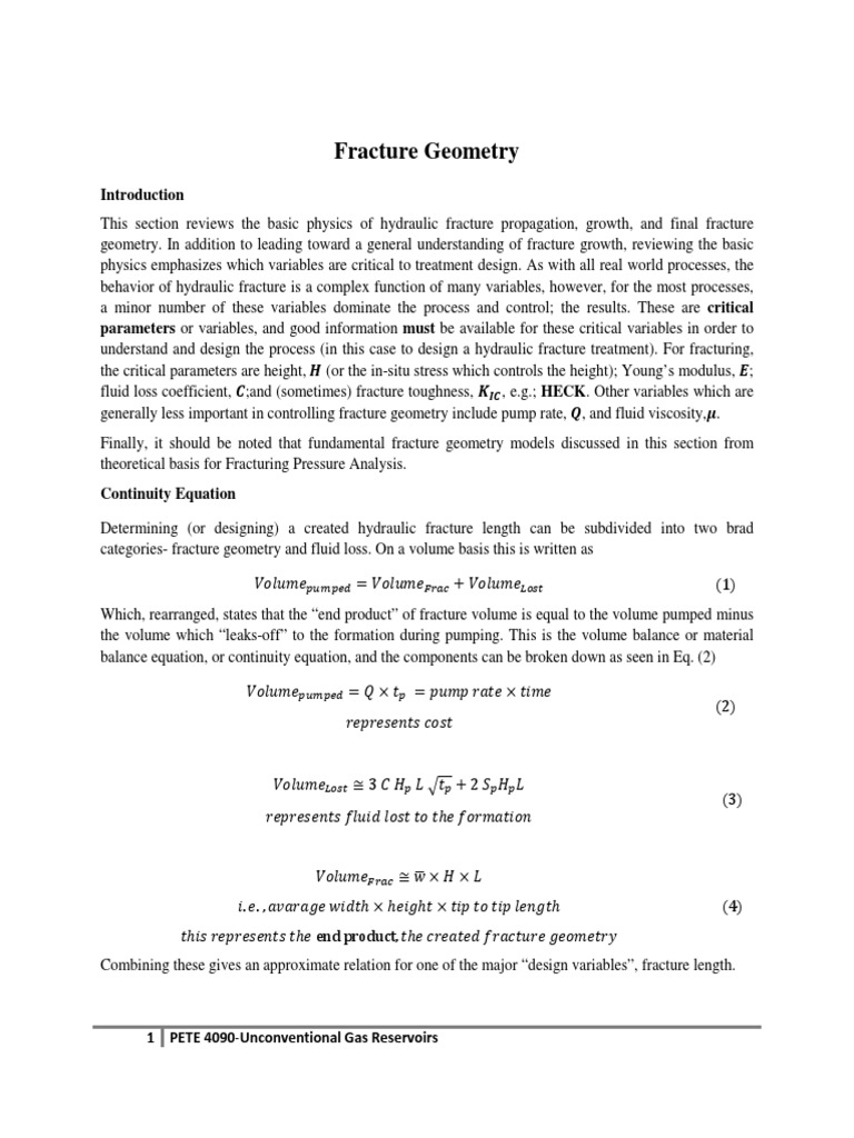 Fracture Geometry | PDF | Hydraulic Fracturing | Fluid Dynamics