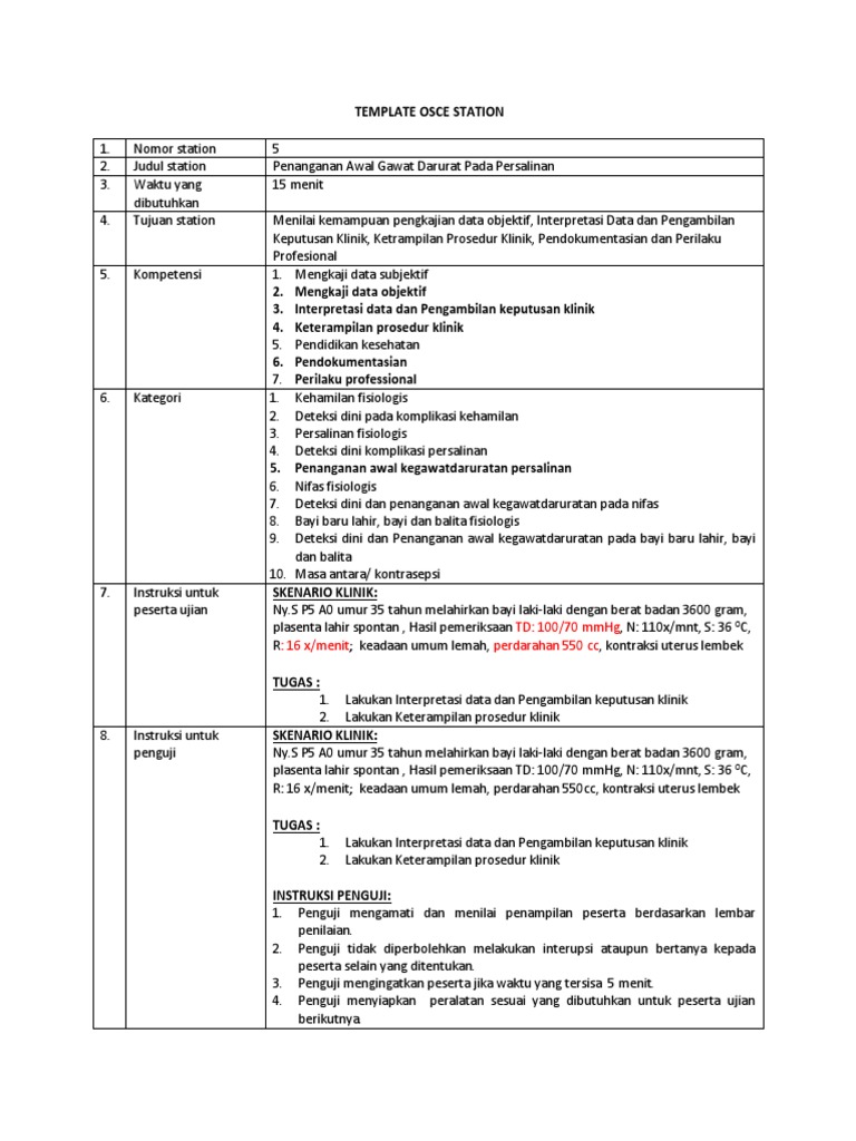 Template Osce Station | PDF
