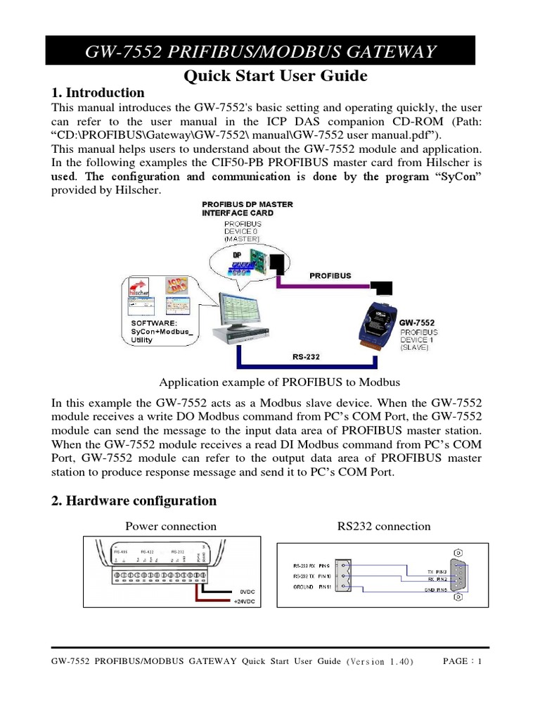GW-7552 Profibus Modbus Gateway 2 | PDF | Input/Output | Gateway (Telecommunications)