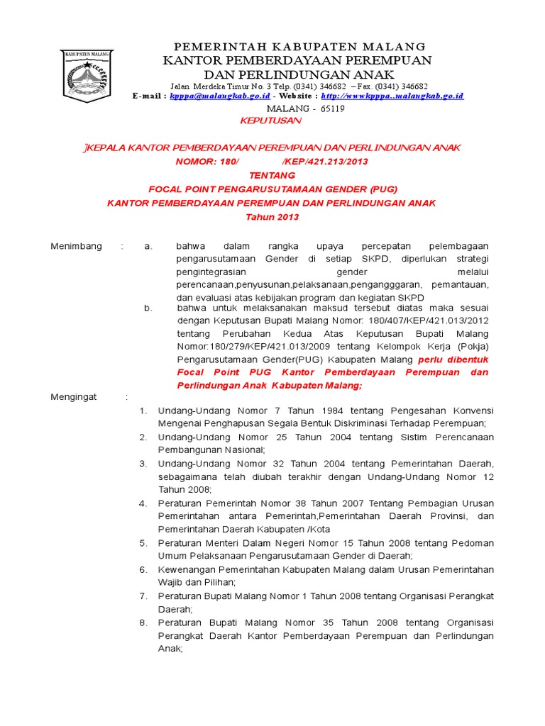 Contoh SK Focal Point SKPD | PDF