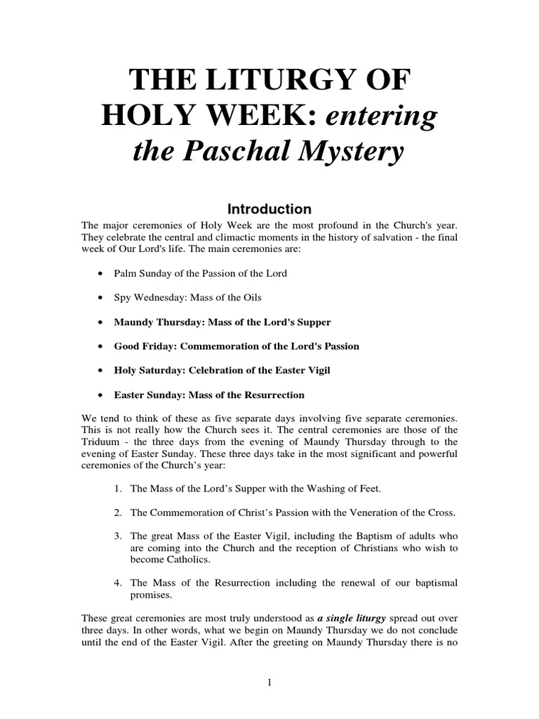 Holy Week Liturgy: The Paschal Mystery | PDF | Easter | Mass (Liturgy)