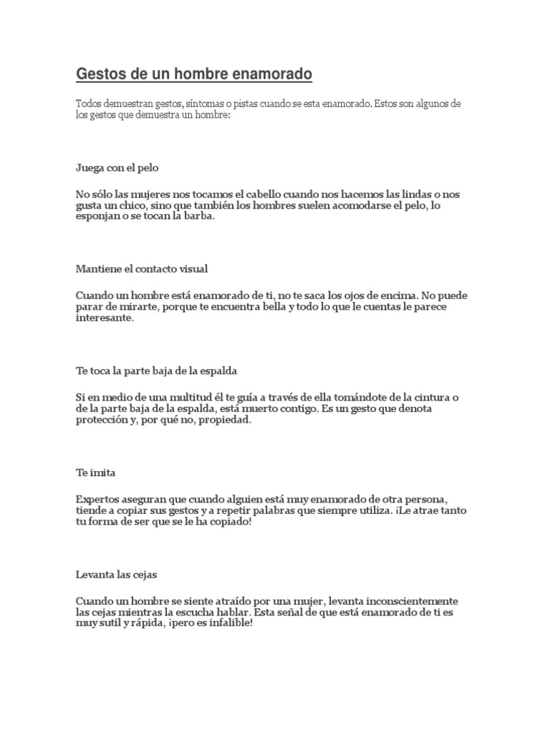 Gestos de Un Hombre Enamorado | PDF | Relaciones personales, crianza y desarrollo personal | Poesía