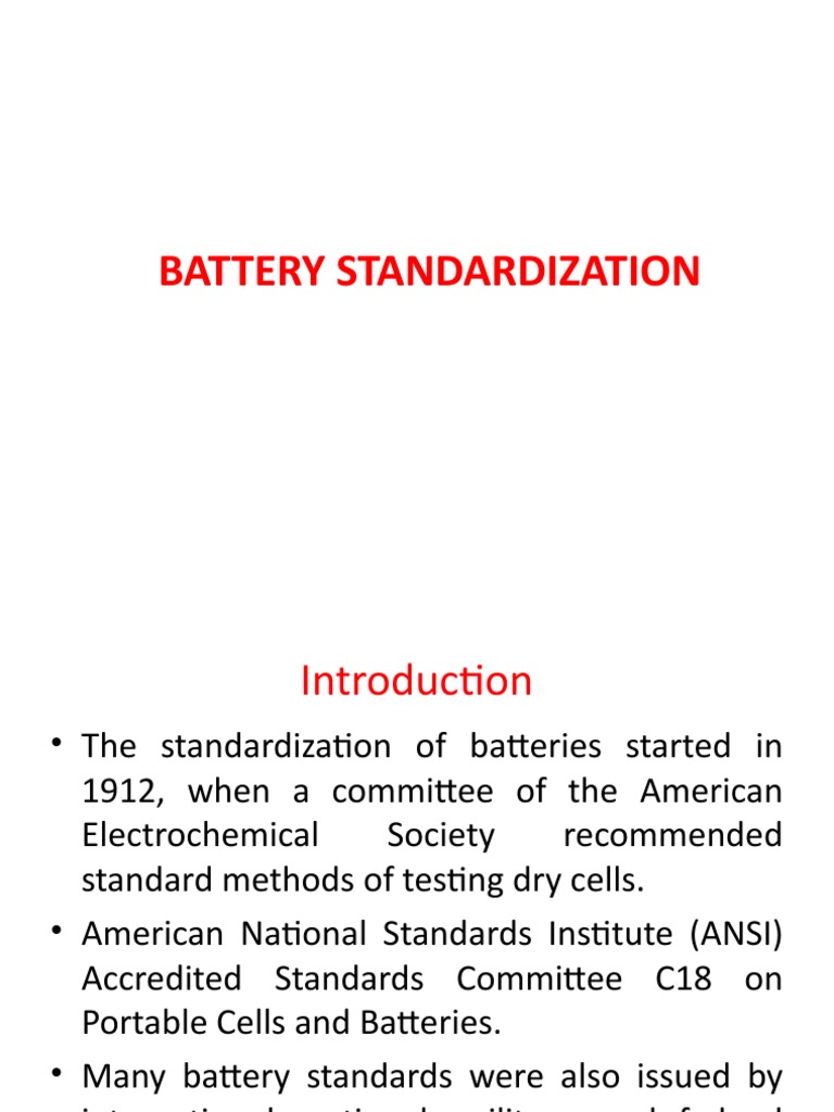 Battery Standardization Overview | PDF | Battery (Electricity ...