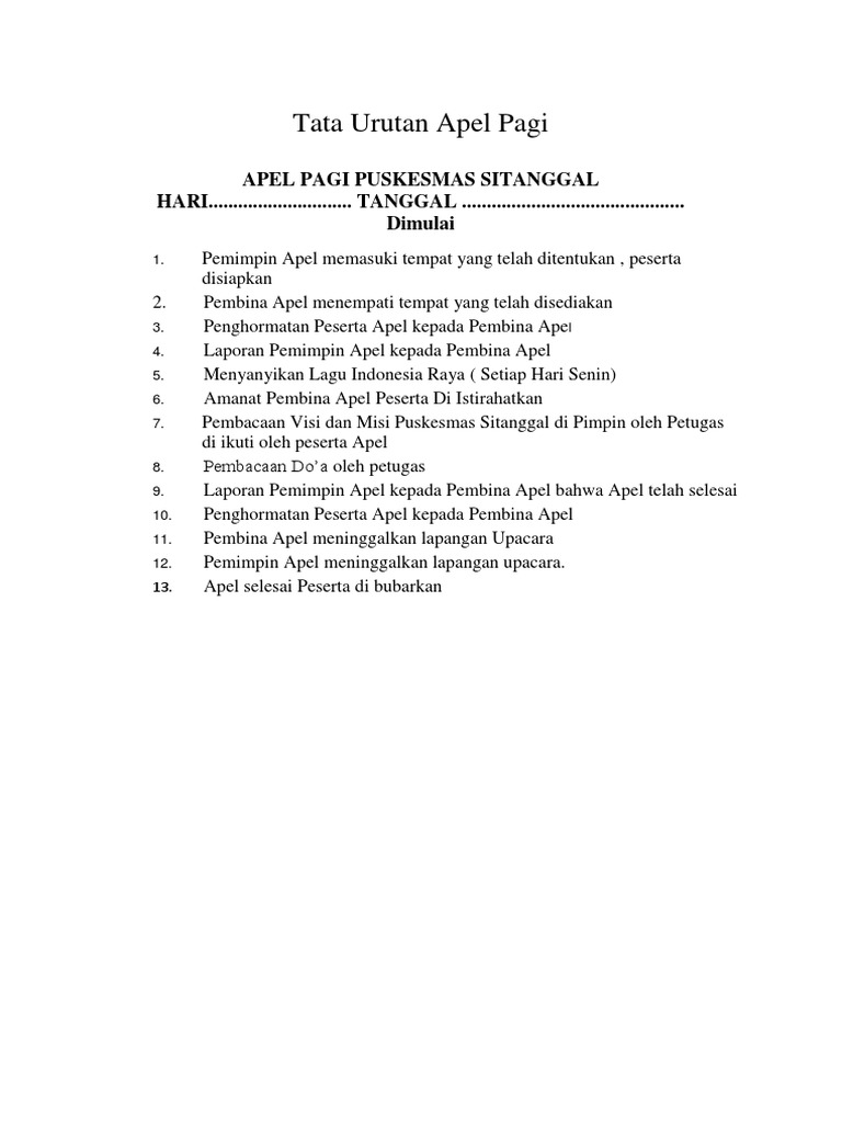 Tata Urutan Apel Pagi | PDF