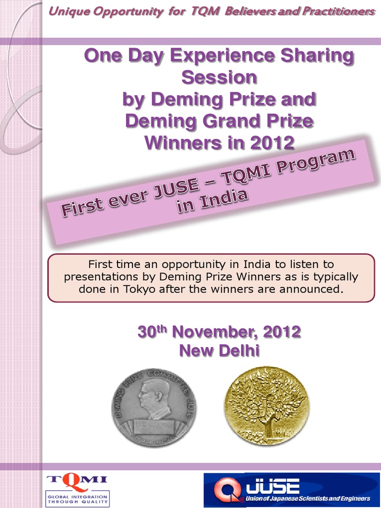 One Day Experience Sharing Session by Deming Prize and Deming Grand ...