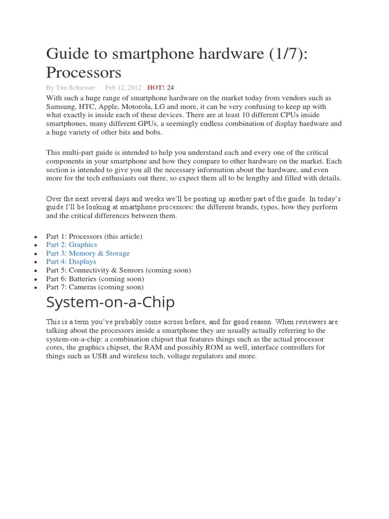 Smartphone Processors Explained | PDF | Secure Digital | Graphics ...