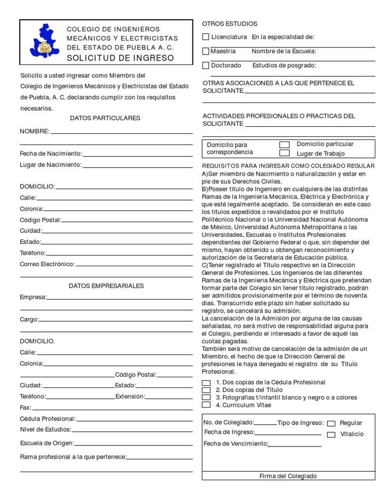 Solicitud de Ingreso Al Cime | PDF | Ingeniería | México