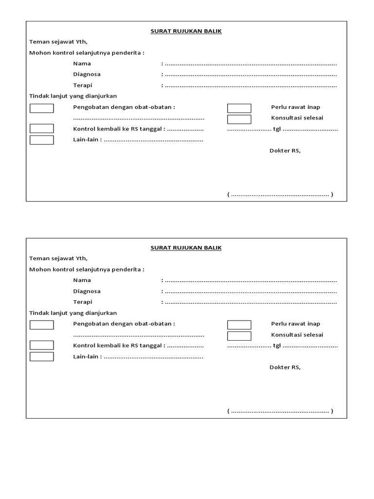 Surat Rujukan Balik | PDF