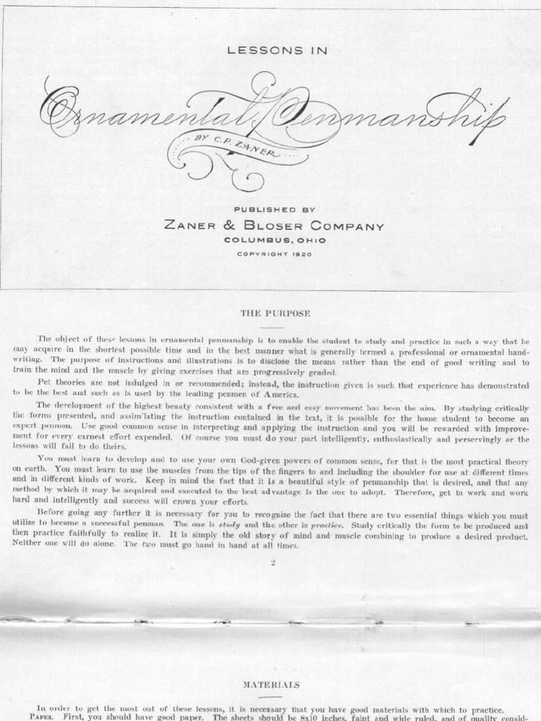 Zaner, C P-Lessons in Ornamental Penmanship (1920) PDF | PDF