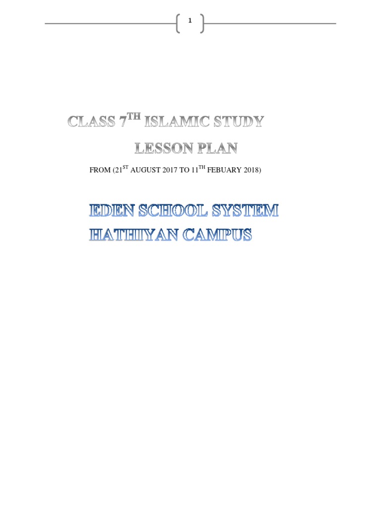 Class 7 Islamic Studies Lesson Plan | PDF | Quran | Islam
