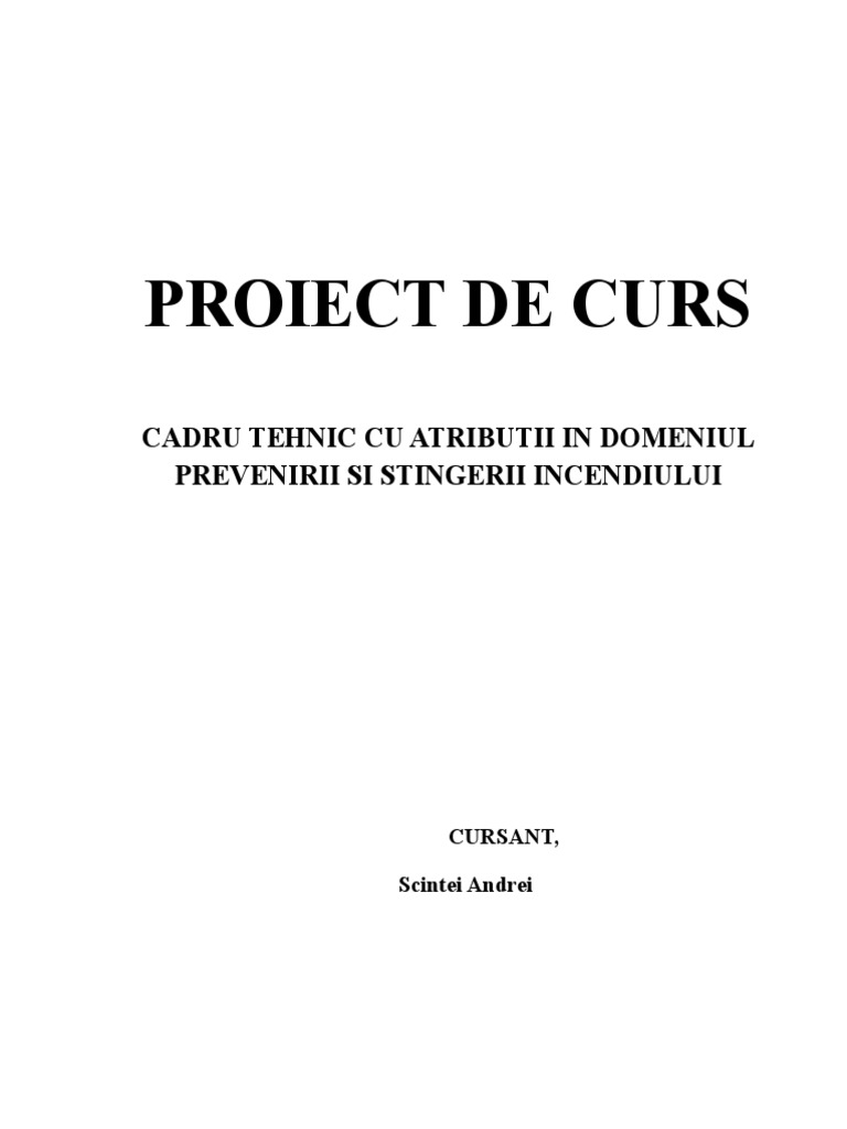 Proiect Cadru Tehnic PSI - Curs Galati | PDF