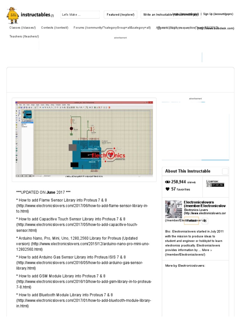 How To Add Arduino Library In To Proteus 7 And 8 4 Steps Pdf Arduino Computer File