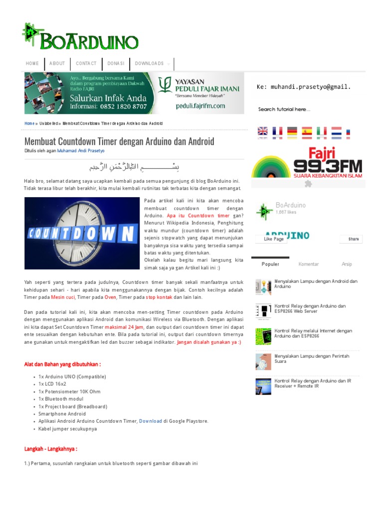 Membuat Countdown Timer Dengan Arduino Dan Android - BoArduino | PDF | Komputer