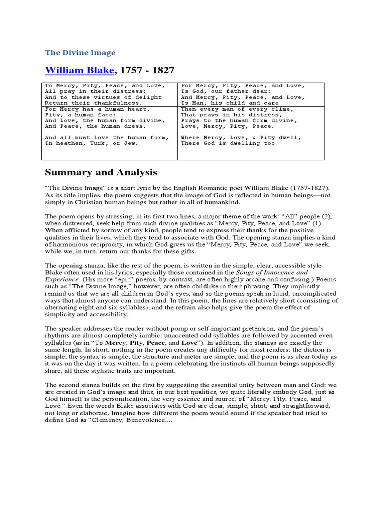 The Divine Image | PDF | Poetry | Love