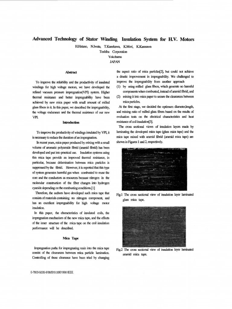 Advanced Technology of Stator Winding Insulation System For H.V. Motors ...