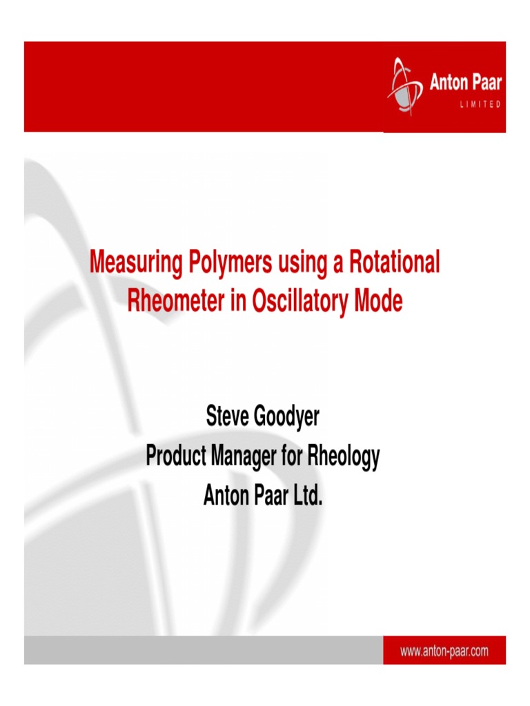 Measuring Polymers Using A Rotational Rheometer in Oscillatory Mode ...