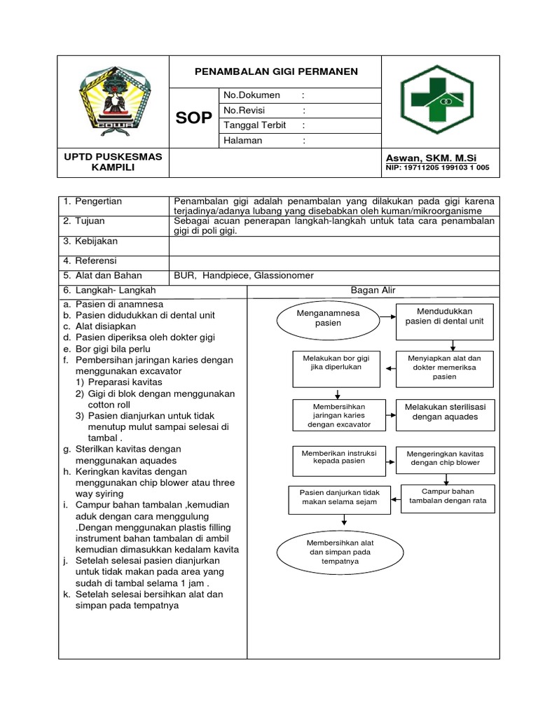 SOP Penambalan Gigi Permanen | PDF