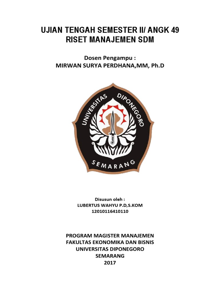 Uts Riset Manajemen SDM - Lubertus Wahyu P.D - 12010116410110 | PDF