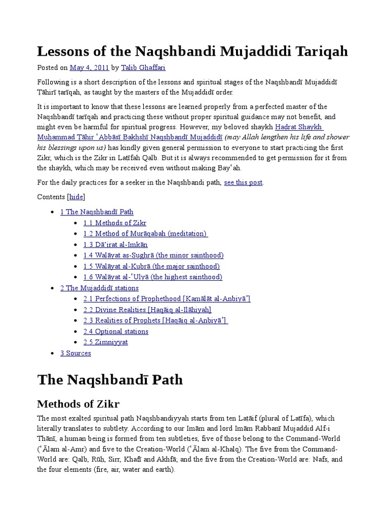 Naqshbandi Mujaddidi Spiritual Lessons | PDF | Islamic Theology | Mythology